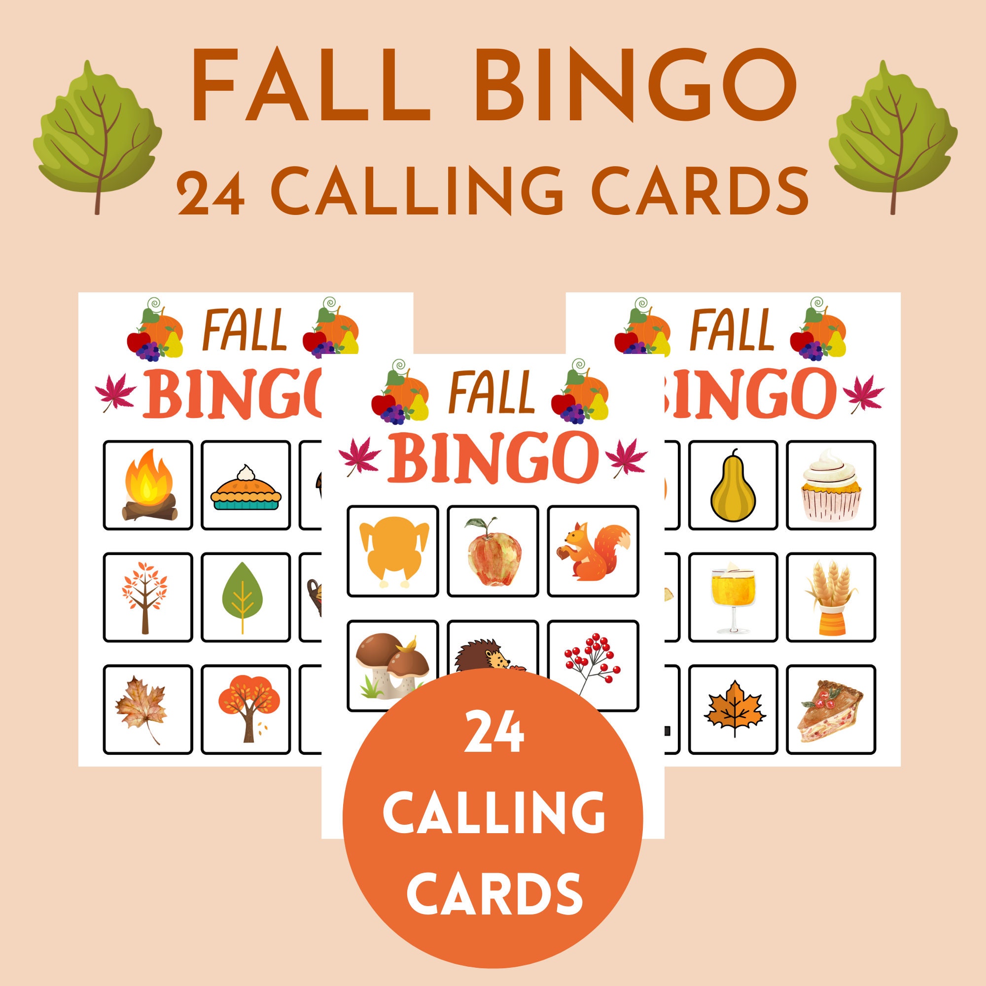 30 Cards Fall Bingo Printable | Seasonal Game for Adults and Kids ...