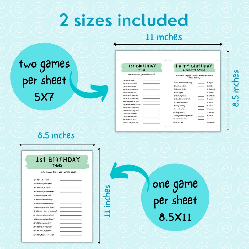 First Birthday Party Games for Boys | Printable Party Games Bundle ...