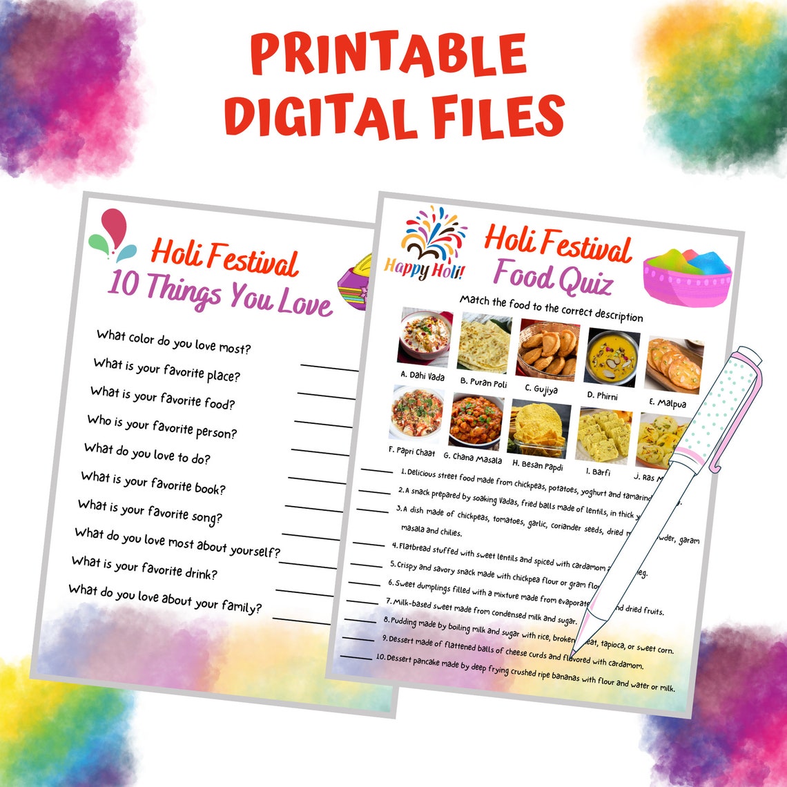 Holi Festival Games Bundle Holi Activities for Kids Holi Activities for ...