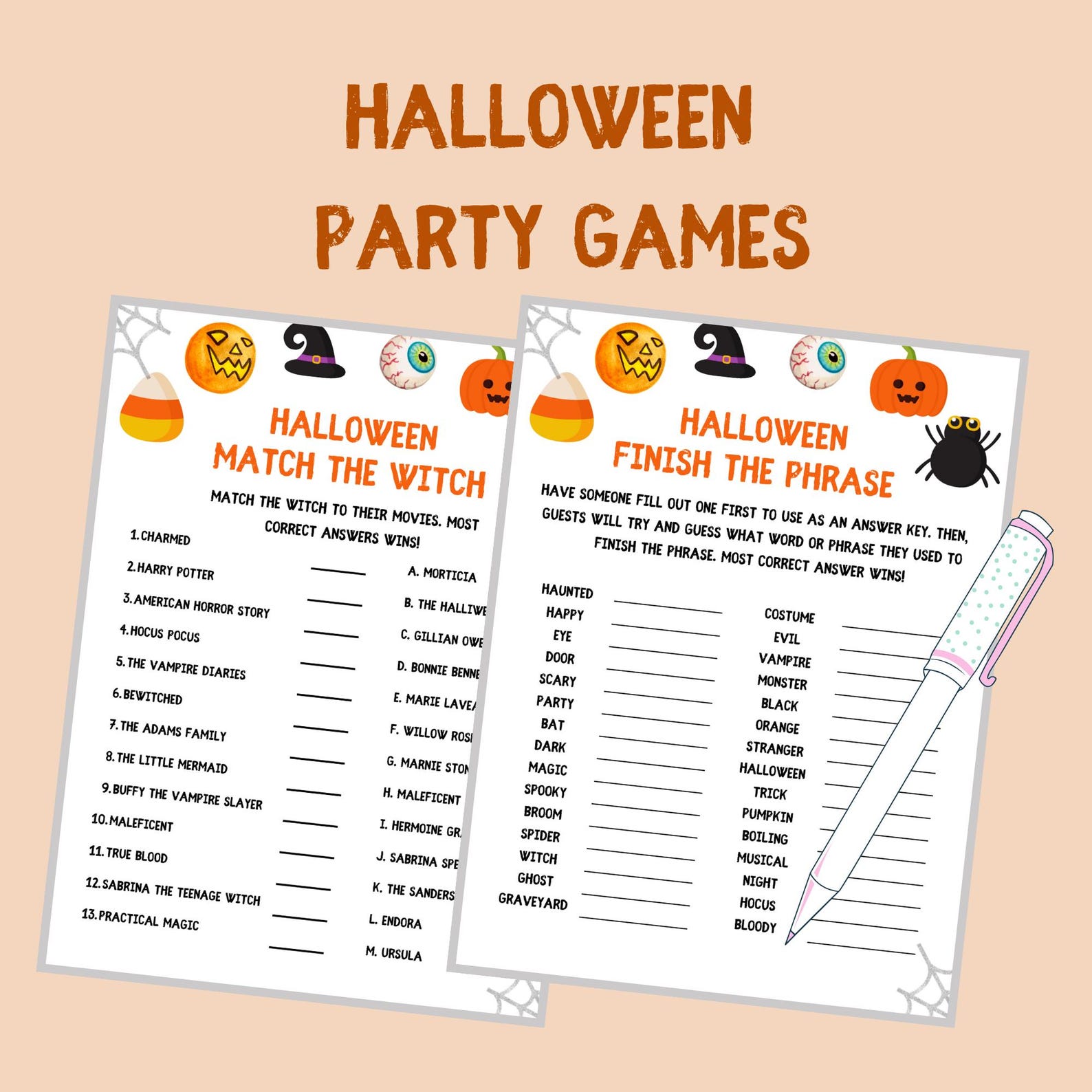 15 Halloween Games Bundle, Halloween Party Games, Halloween Games ...