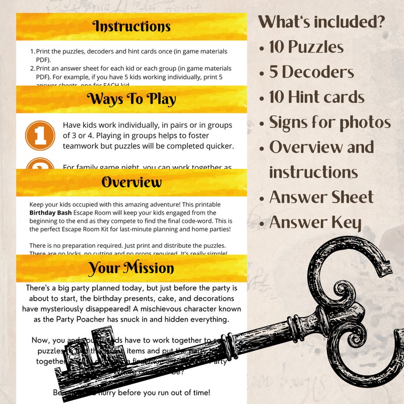 Escape Room for Kids | Printable Escape Room Kit | the Birthday Escape ...
