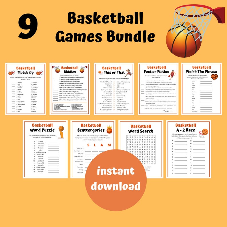 2024 March Madness NCAA Games Bundle Printable March Madness NCAA ...