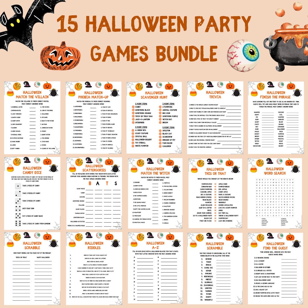 15 Halloween Games Bundle Halloween Party Games Halloween Games ...
