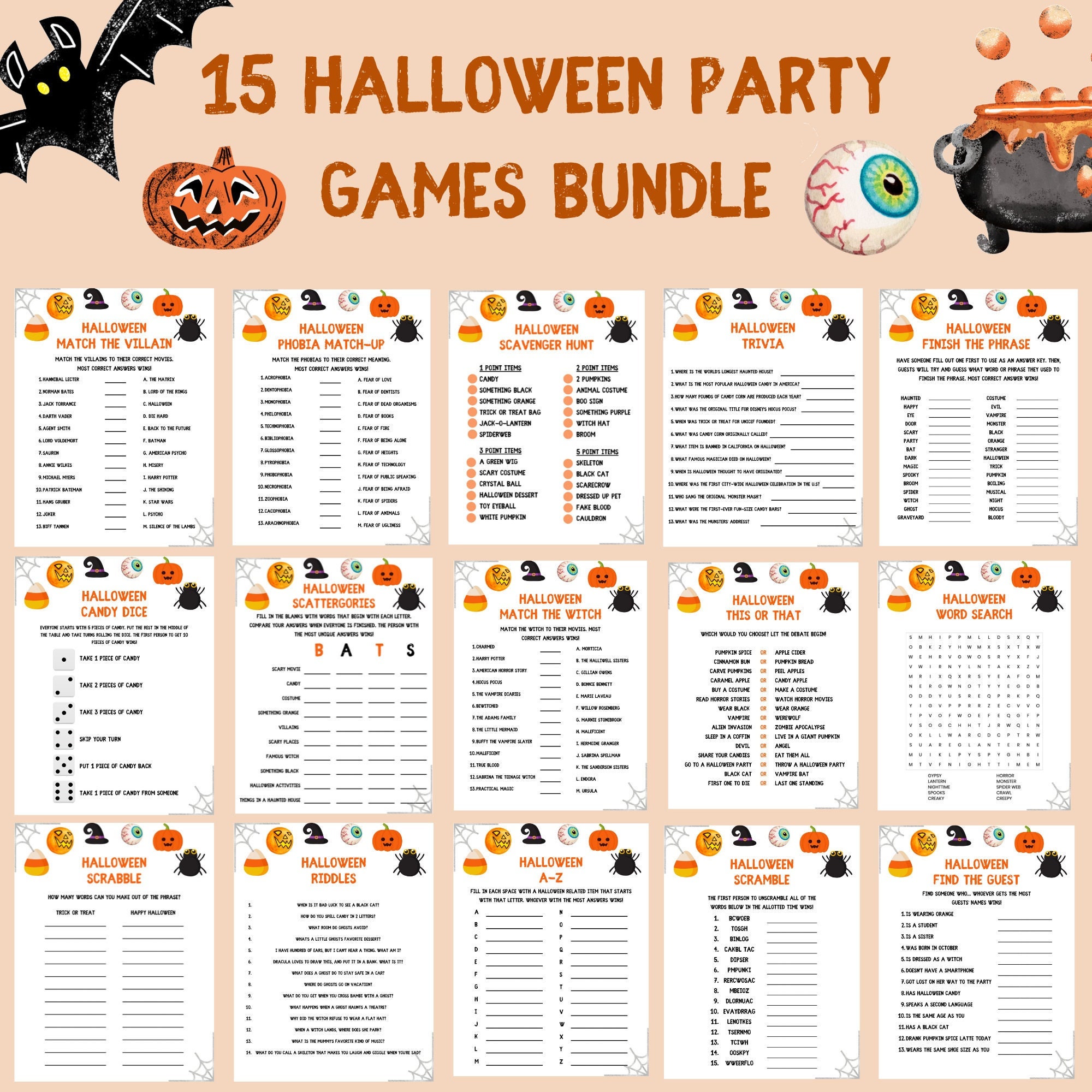 15 Halloween Games Bundle Halloween Party Games Halloween Games ...