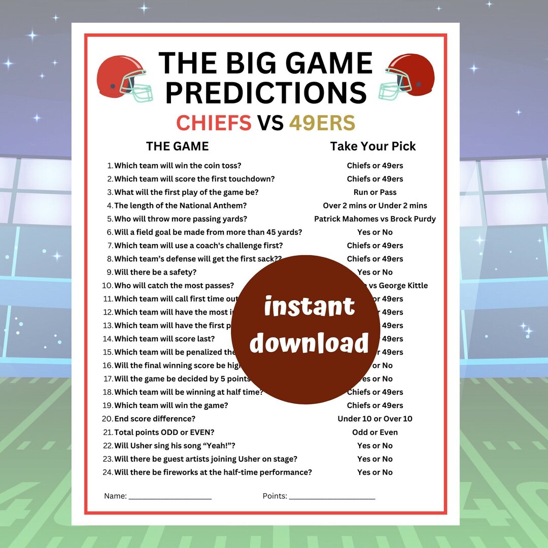 Game Time Predictions Big Game LVIII 2024 Super 58 Game Football 2024 ...