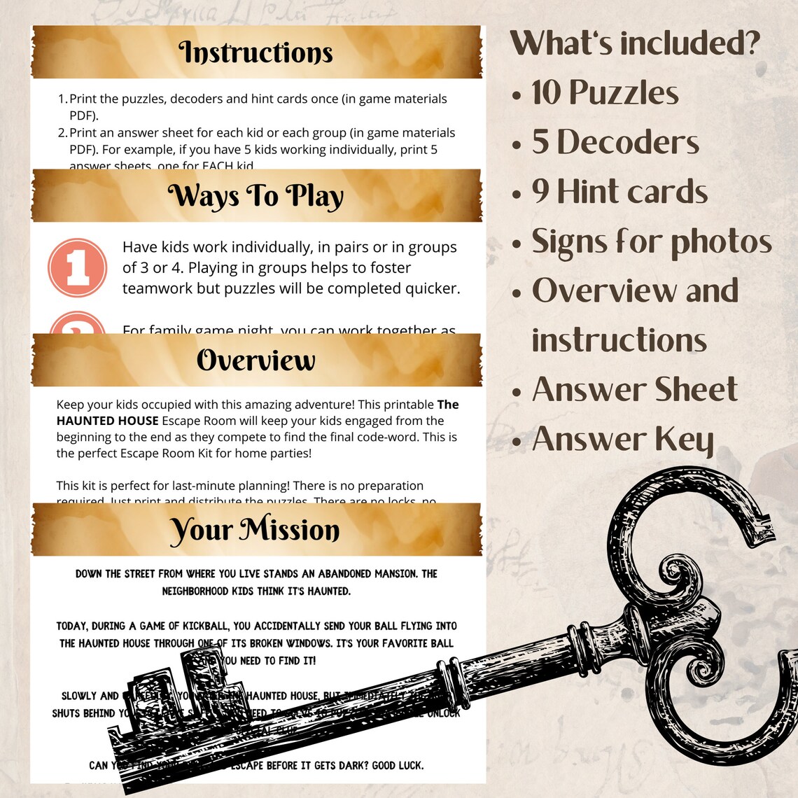 Escape Room for Kids | Printable Escape Room Kit | the Haunted House ...