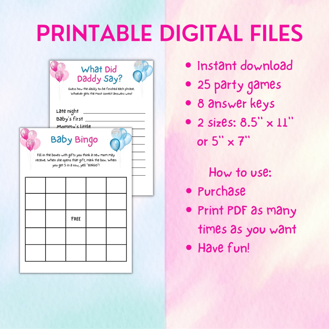 25 Gender Reveal Games Printable Gender Reveal Party Games - Etsy Australia