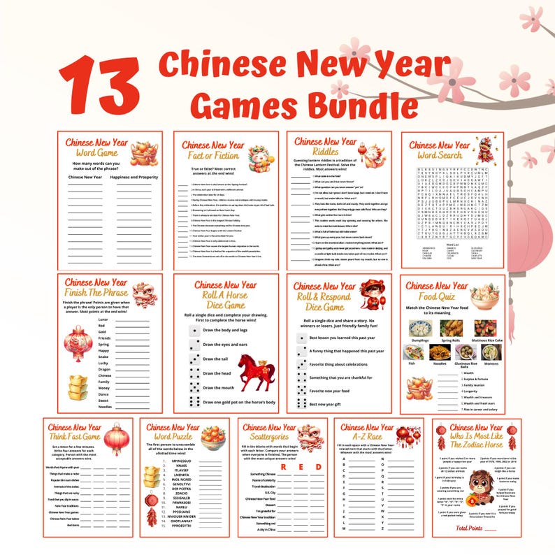 13 Chinese New Year Games Bundle | New Year Printable Games | CNY Games ...