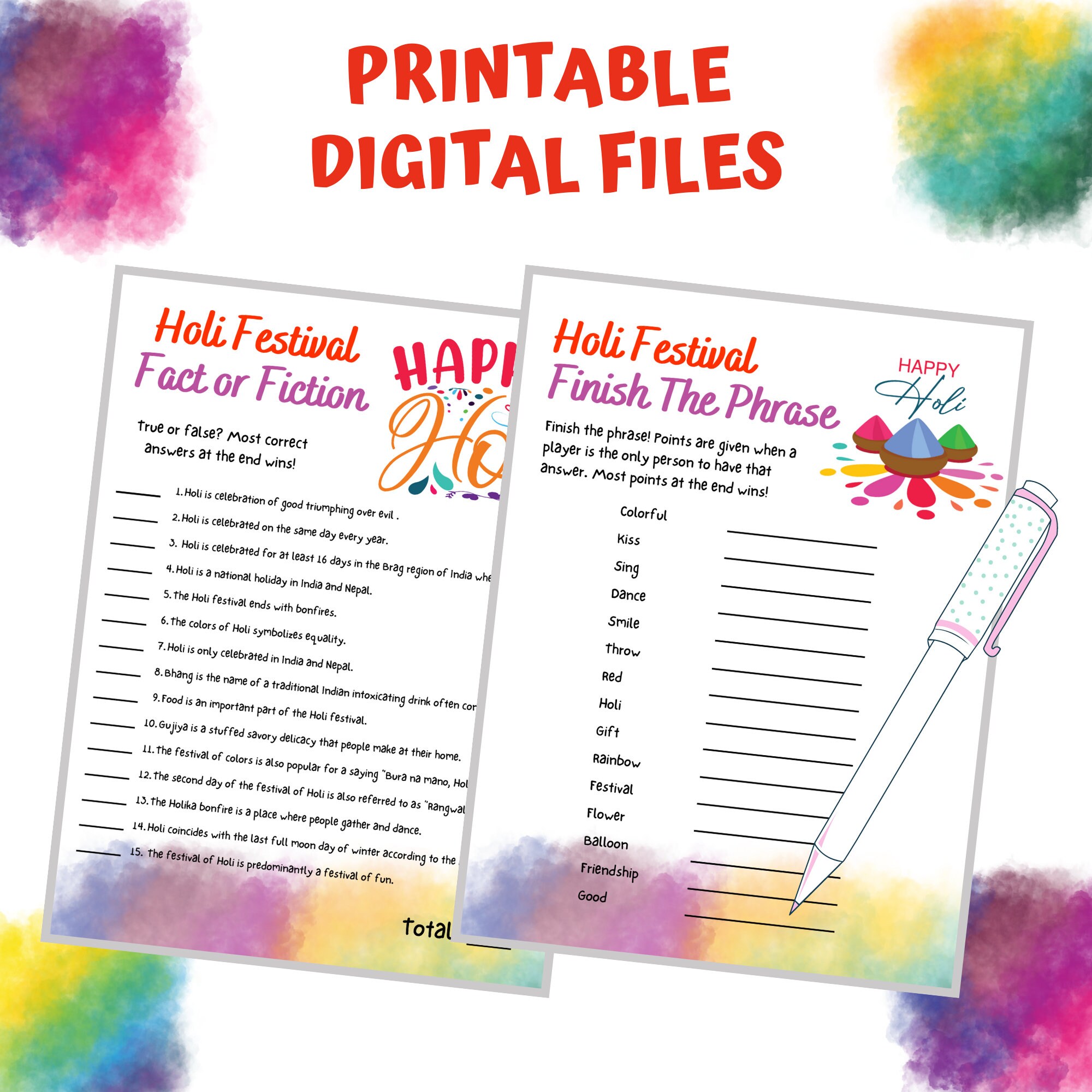 Holi Festival Games Bundle | Holi Activities for Kids | Holi Activities ...