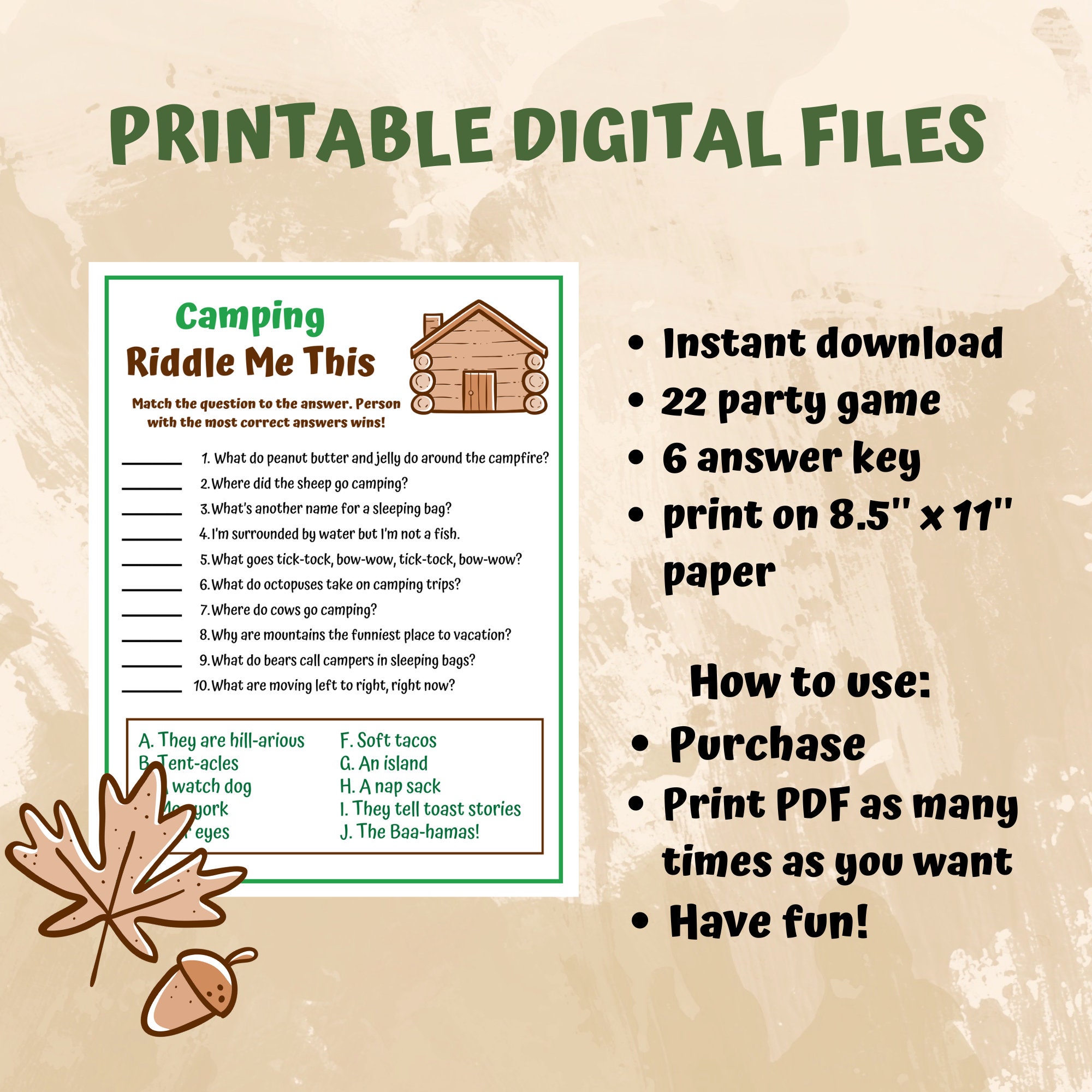 Camping Games Bundle | RV Road Trip Games | Camping Games Printable ...