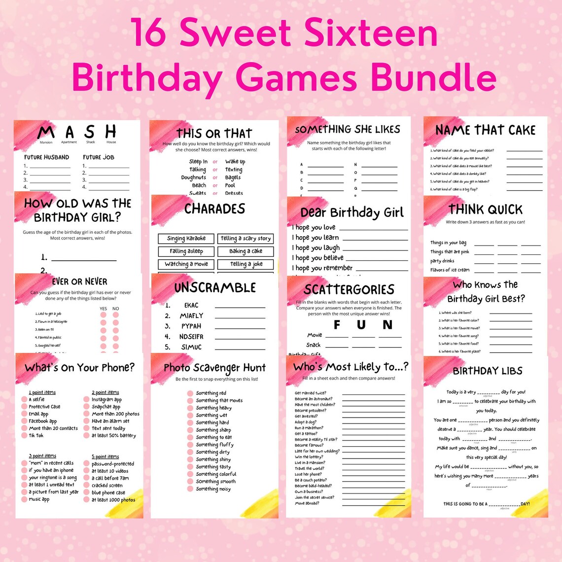 16 Sweet Sixteen Party Games Teen Birthday Party Games Birthday Party ...