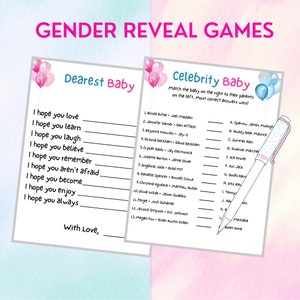 25 Gender Reveal Games | Printable Gender Reveal Party Games | Baby ...