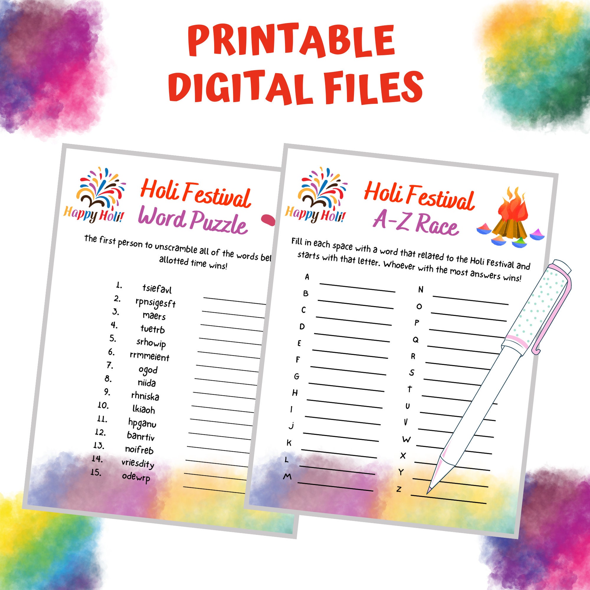 Holi Festival Games Bundle | Holi Activities for Kids | Holi Activities ...