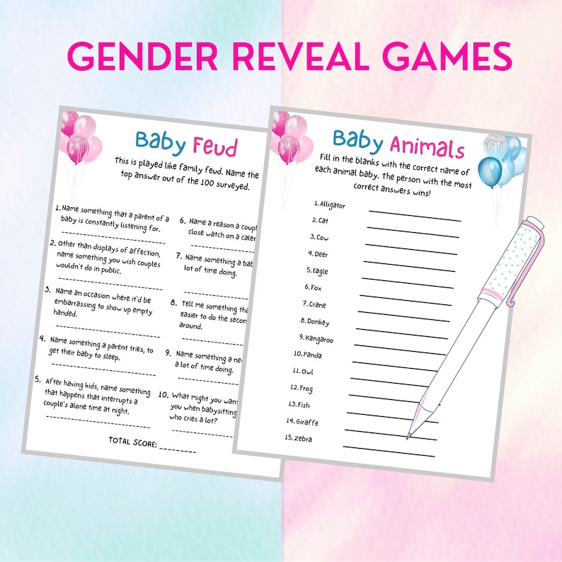 25 Gender Reveal Games Printable Gender Reveal Party Games - Etsy