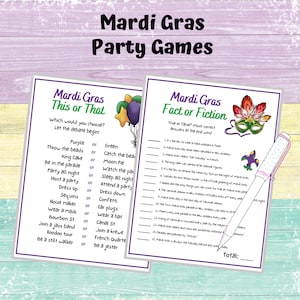 Mardi Gras Games Bundle | Printable Mardi Gras Party Game | Mardi Gras ...