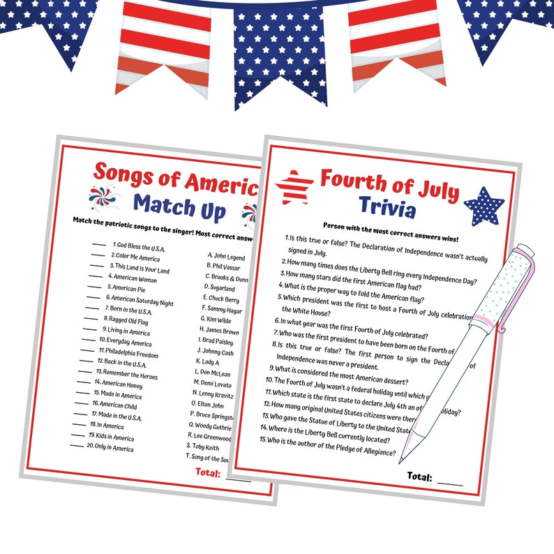 10 Fourth of July Games Bundle | Independence Day | Patriotic Games ...