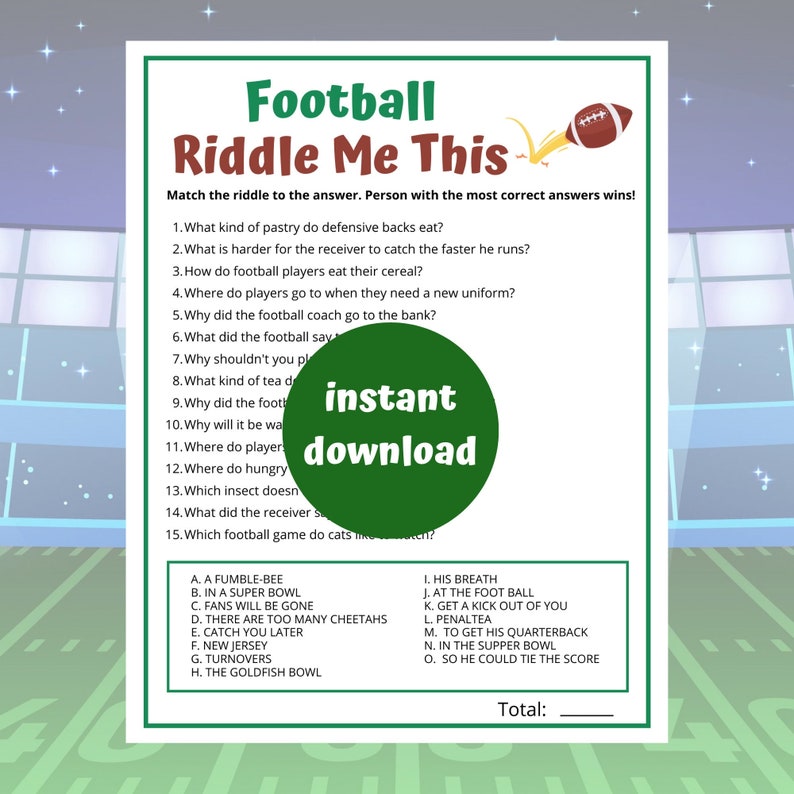 Football Riddle Me This | Bowl Party Games | Football Party Games ...