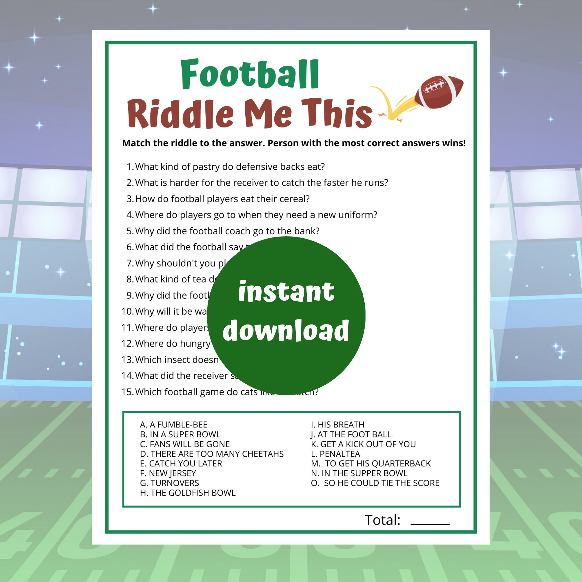 Football Riddle Me This | Bowl Party Games | Football Party Games ...