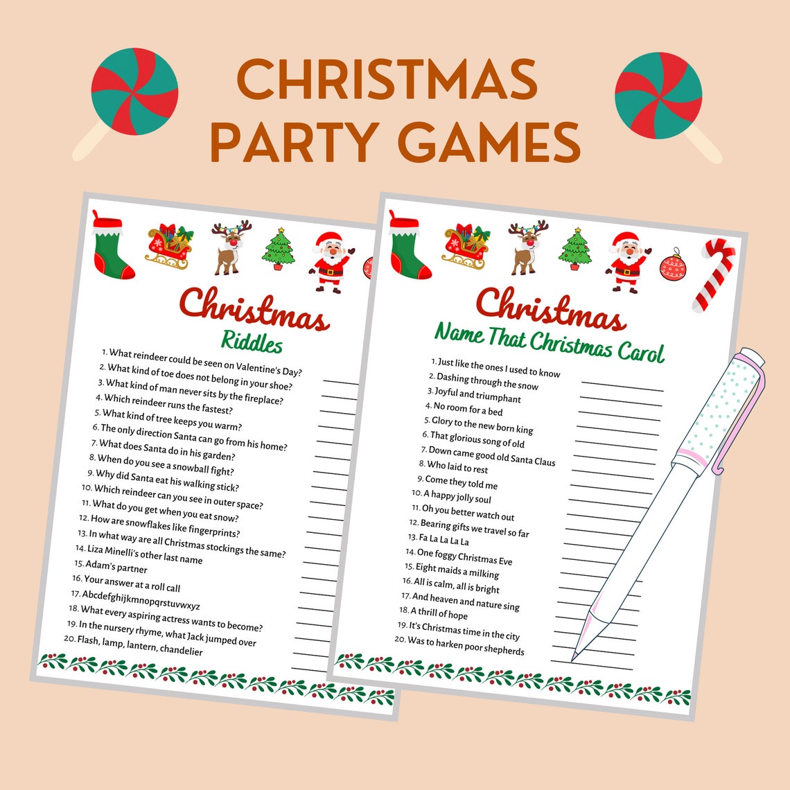 16 Christmas Games Bundle Christmas Party Games Christmas Games for ...