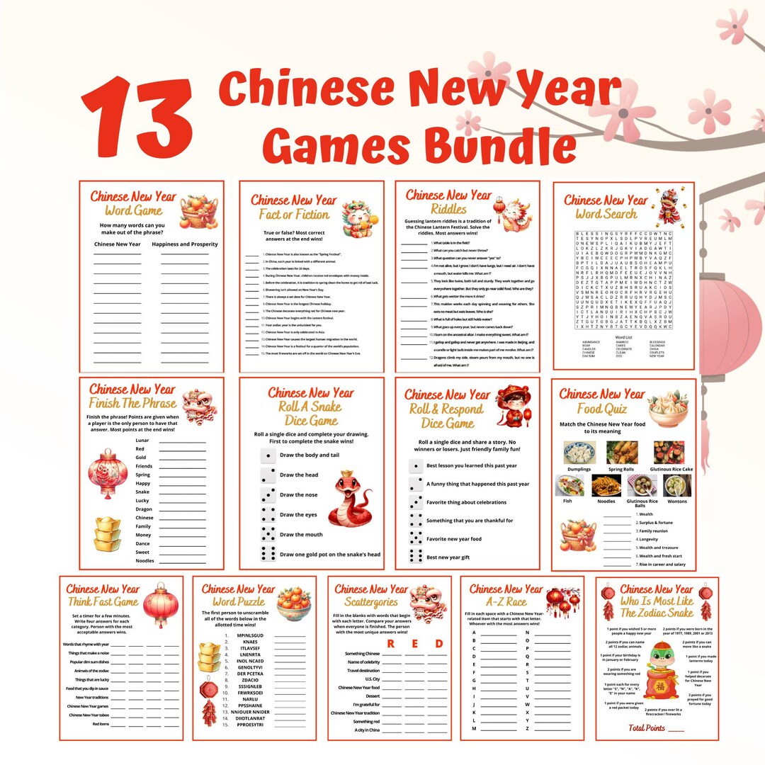 13 Chinese New Year Games Bundle | New Year Printable Games | CNY Games ...