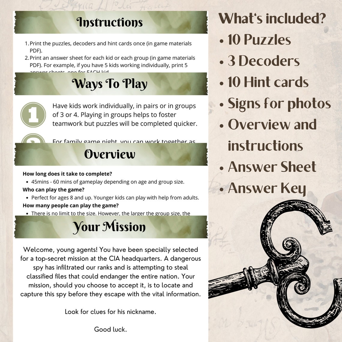 Spy Escape Room for Kids | the Spy Mission Escape Room | Printable DIY ...