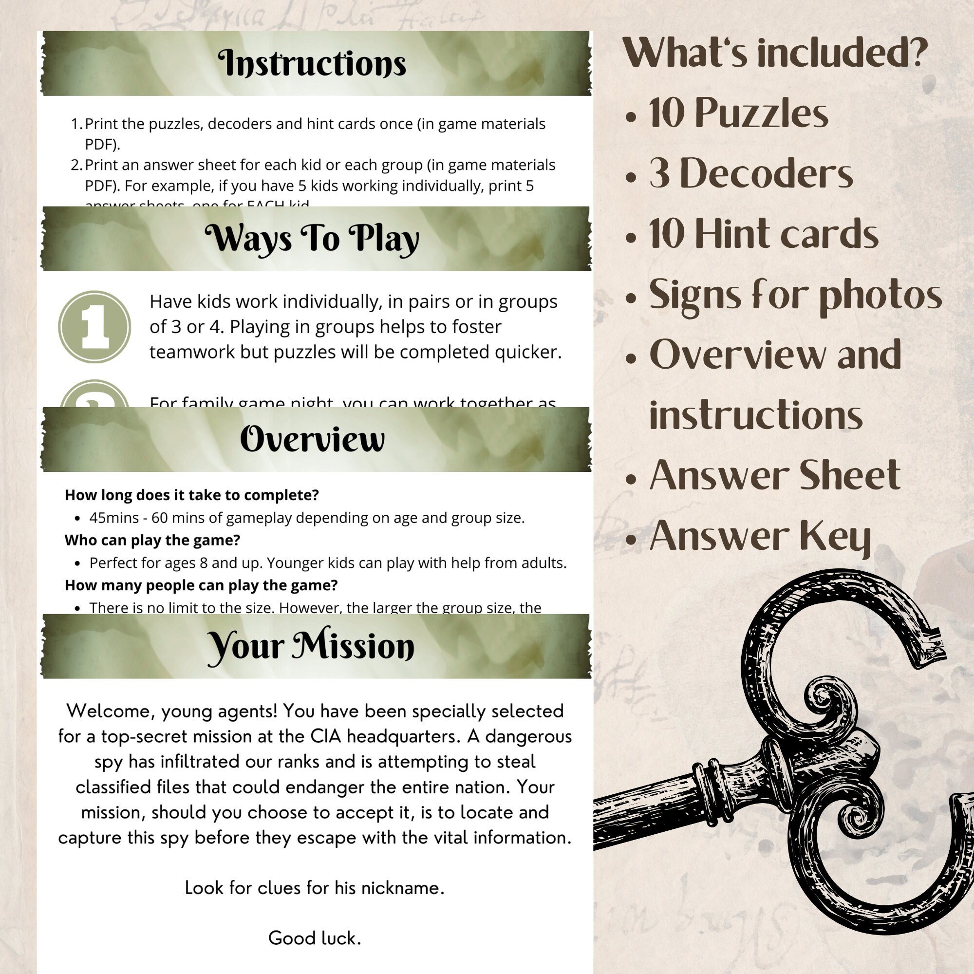 Spy Escape Room for Kids | the Spy Mission Escape Room | Printable DIY ...