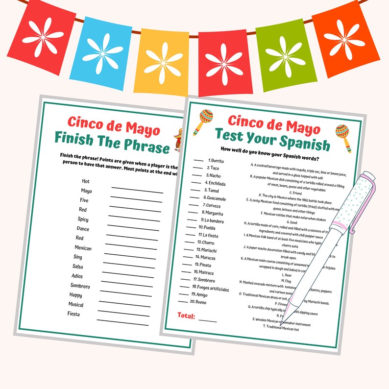 8 Cinco De Mayo Games Bundle Mexican Party Games Fiesta Fun Classroom ...