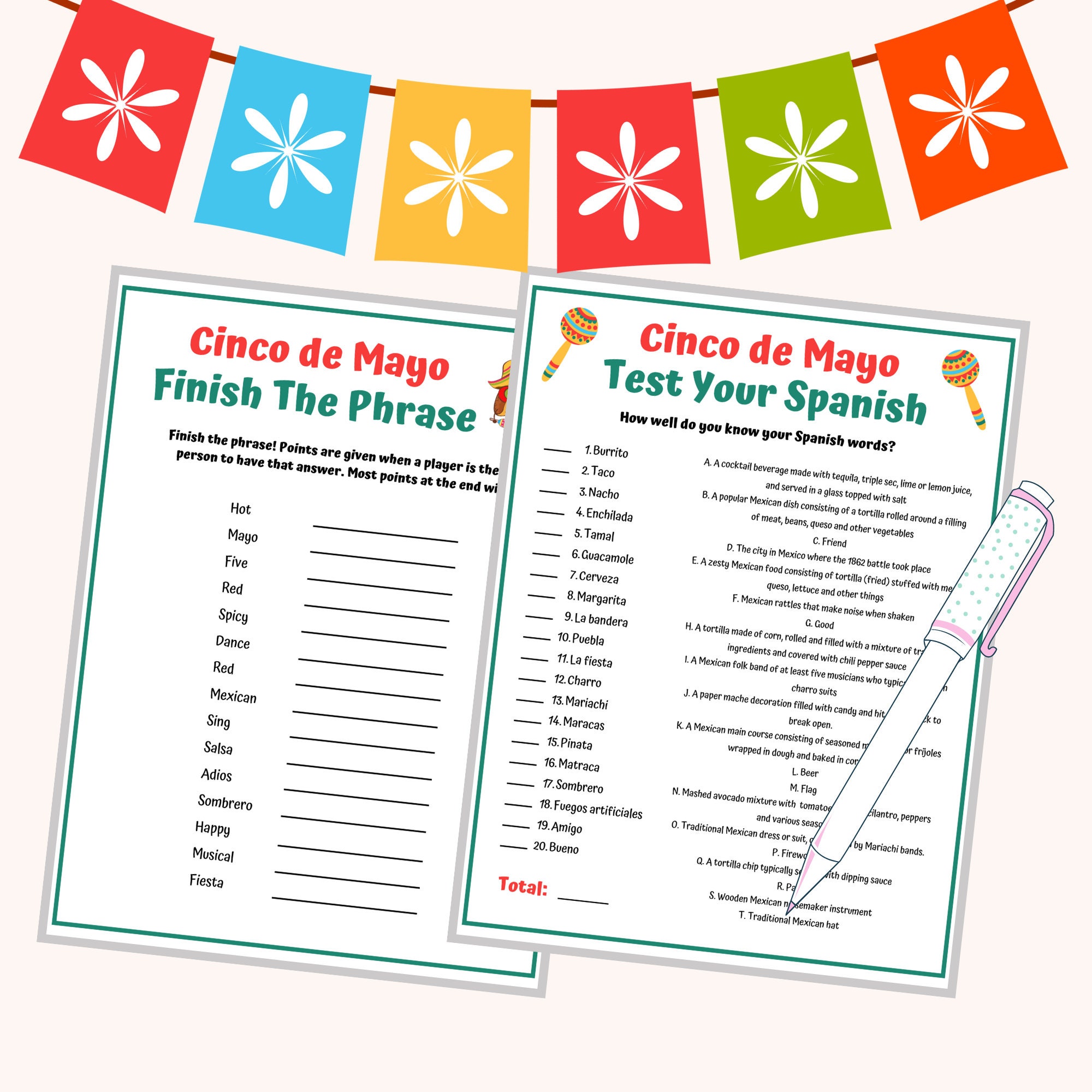 8 Cinco De Mayo Games Bundle Mexican Party Games Fiesta Fun Classroom ...