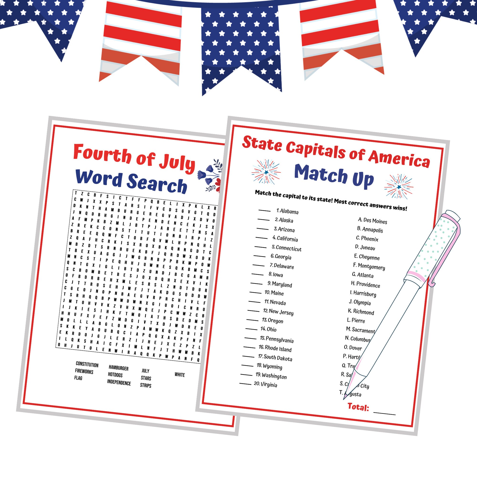 10 Fourth of July Games Bundle | Independence Day | Patriotic Games ...