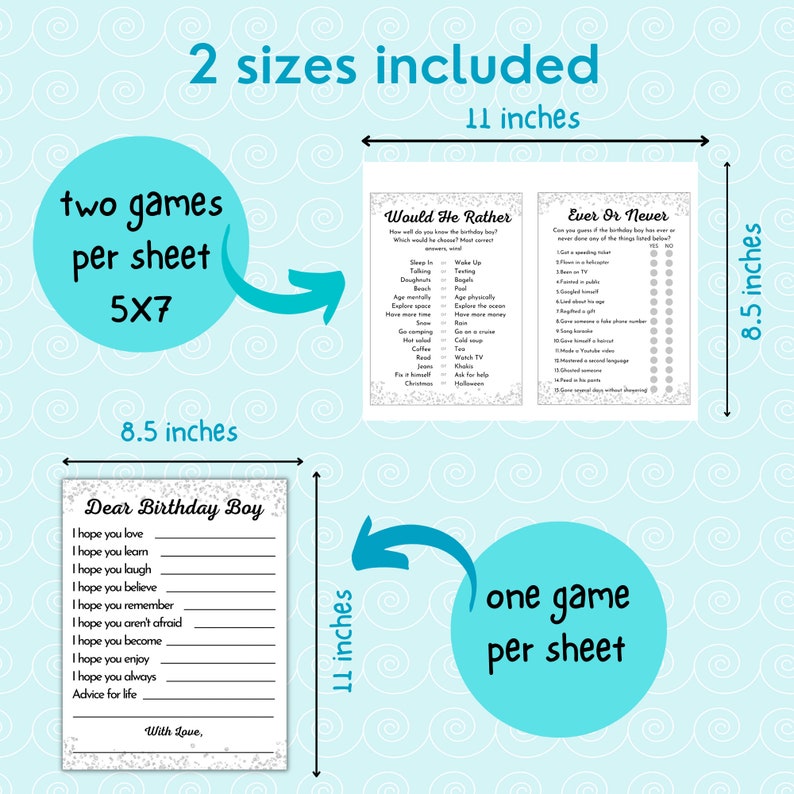 10 Printable Birthday Games for Him Bundle | Adult Birthday Games ...