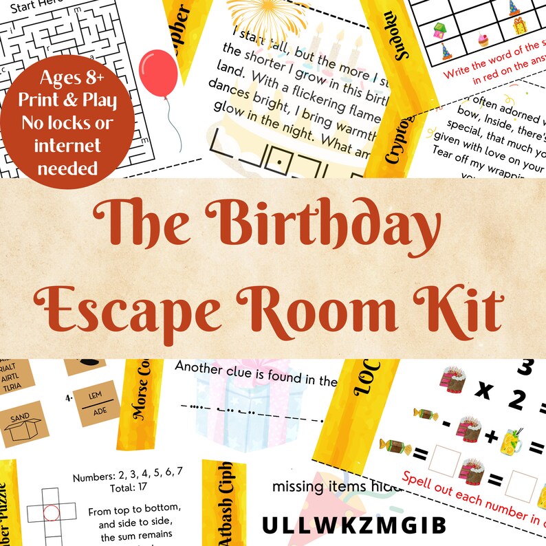Escape Room for Kids Printable Escape Room Kit the Birthday Escape Room ...