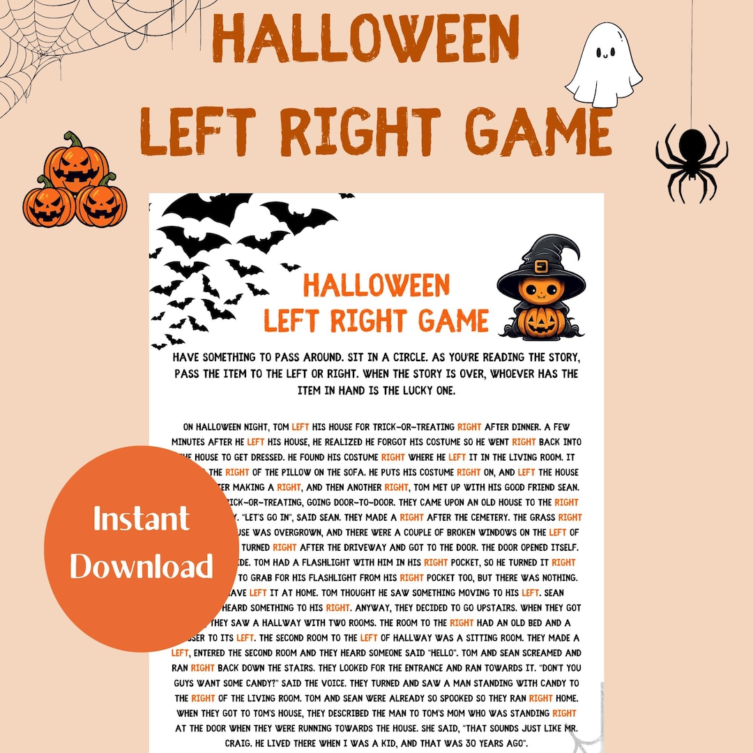 Left Right Game Halloween Printable, Halloween Work Party, Pass the ...