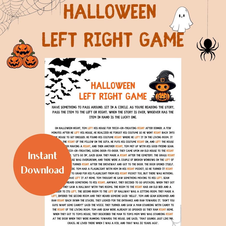 Left Right Game Halloween Printable, Halloween Work Party, Pass the ...