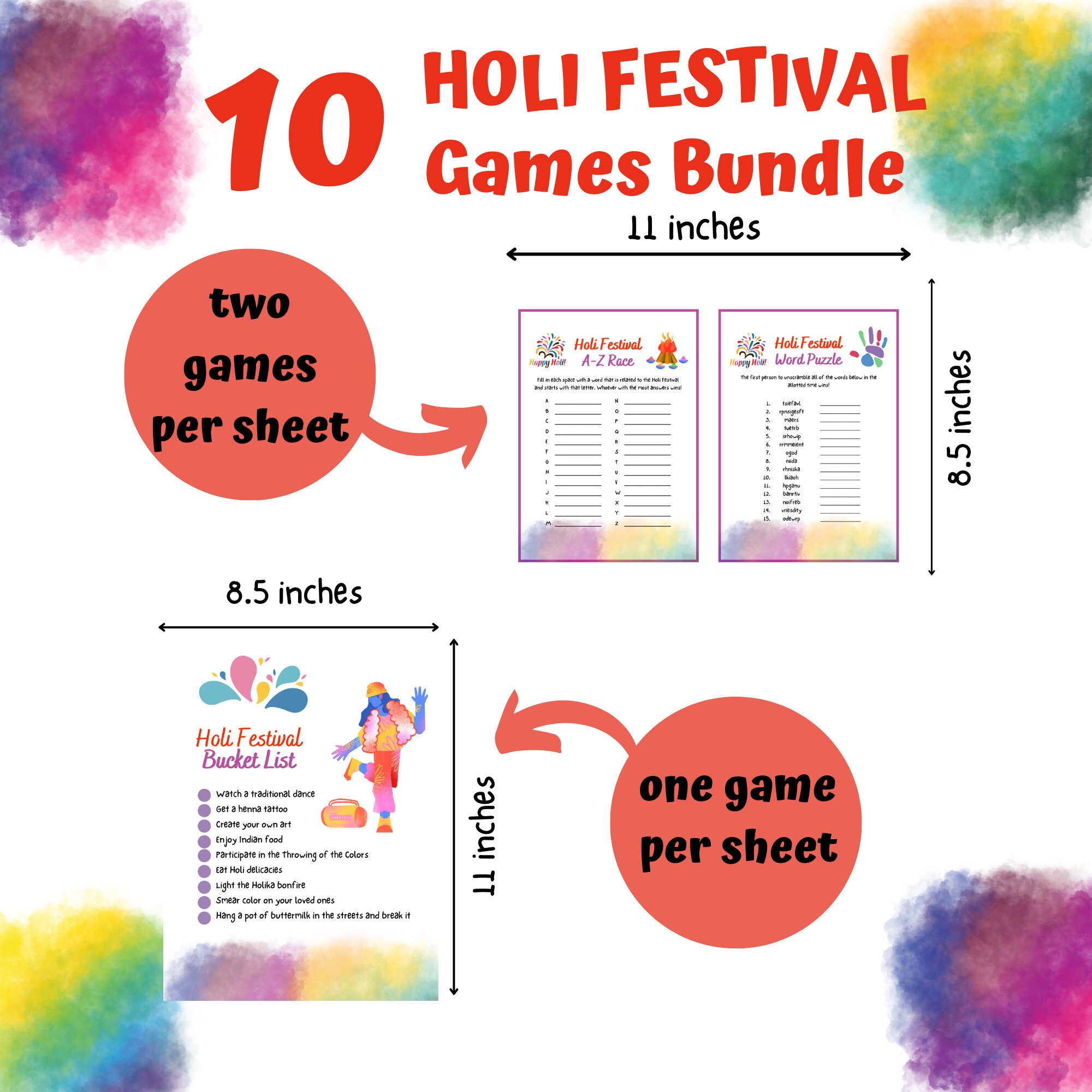 Holi Festival Games Bundle | Holi Activities for Kids | Holi Activities ...