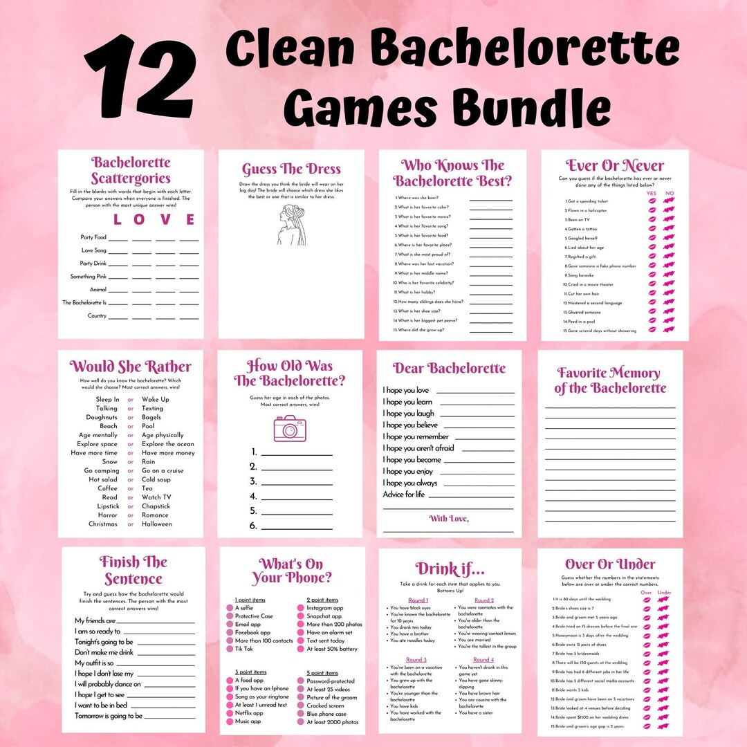 Clean Bachelorette Party Games | Bachelorette Games Bundle ...