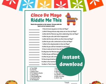 Test Your Spanish Printable Cinco De Mayo Party Game Fiesta Classroom ...
