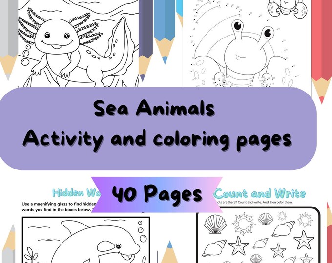 40 Printable Sea Animals Kids Coloring and Activity Pages Including ...