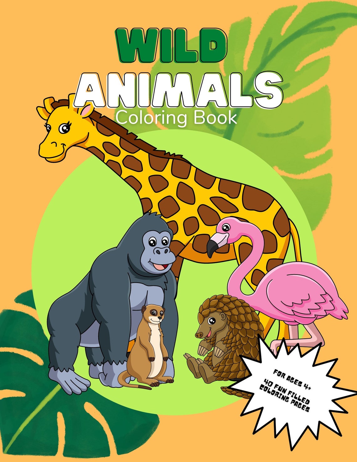40 Kids Wild Animals Digital Download Coloring Pages | Ages 4+ - Etsy