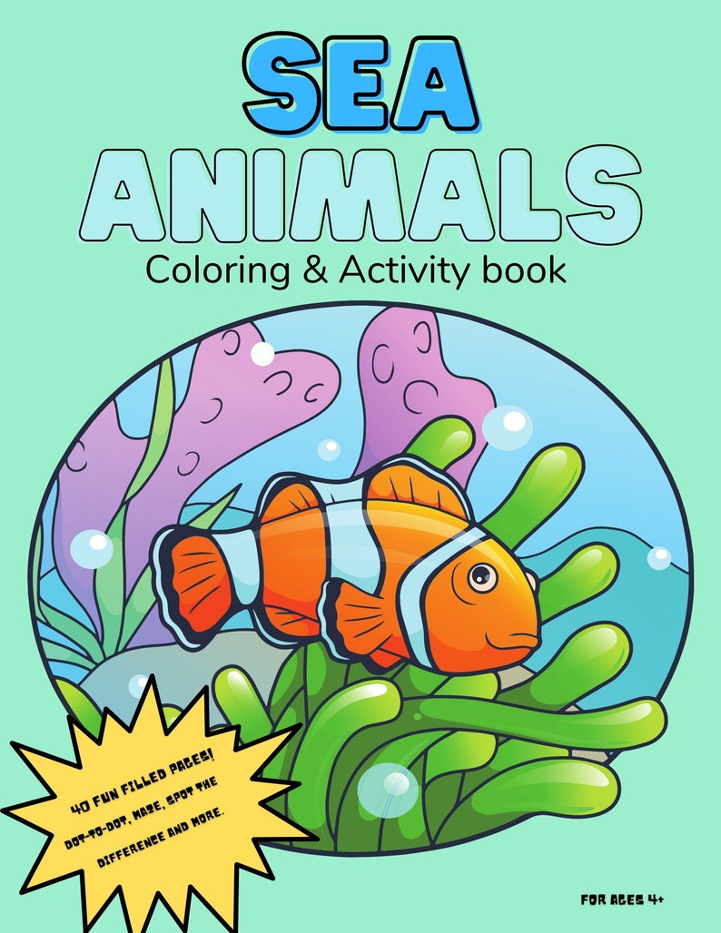 40 Printable Sea Animals Kids Coloring and Activity Pages - Etsy