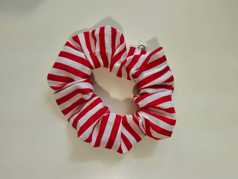 Red and White Striped Scrunchie, Striped Hair Accessory, XL Scrunchie ...