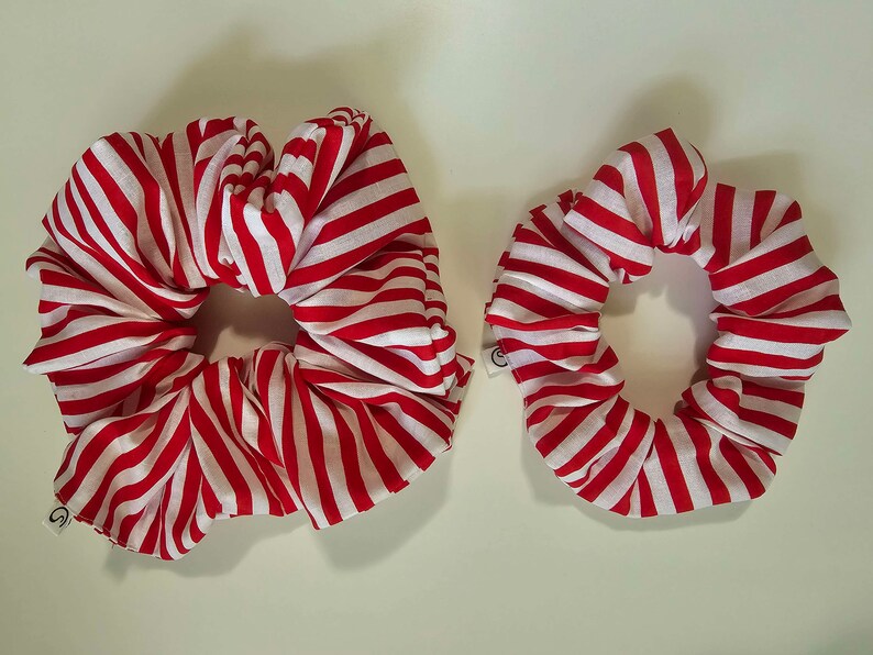 Red and White Striped Scrunchie, Striped Hair Accessory, XL Scrunchie ...