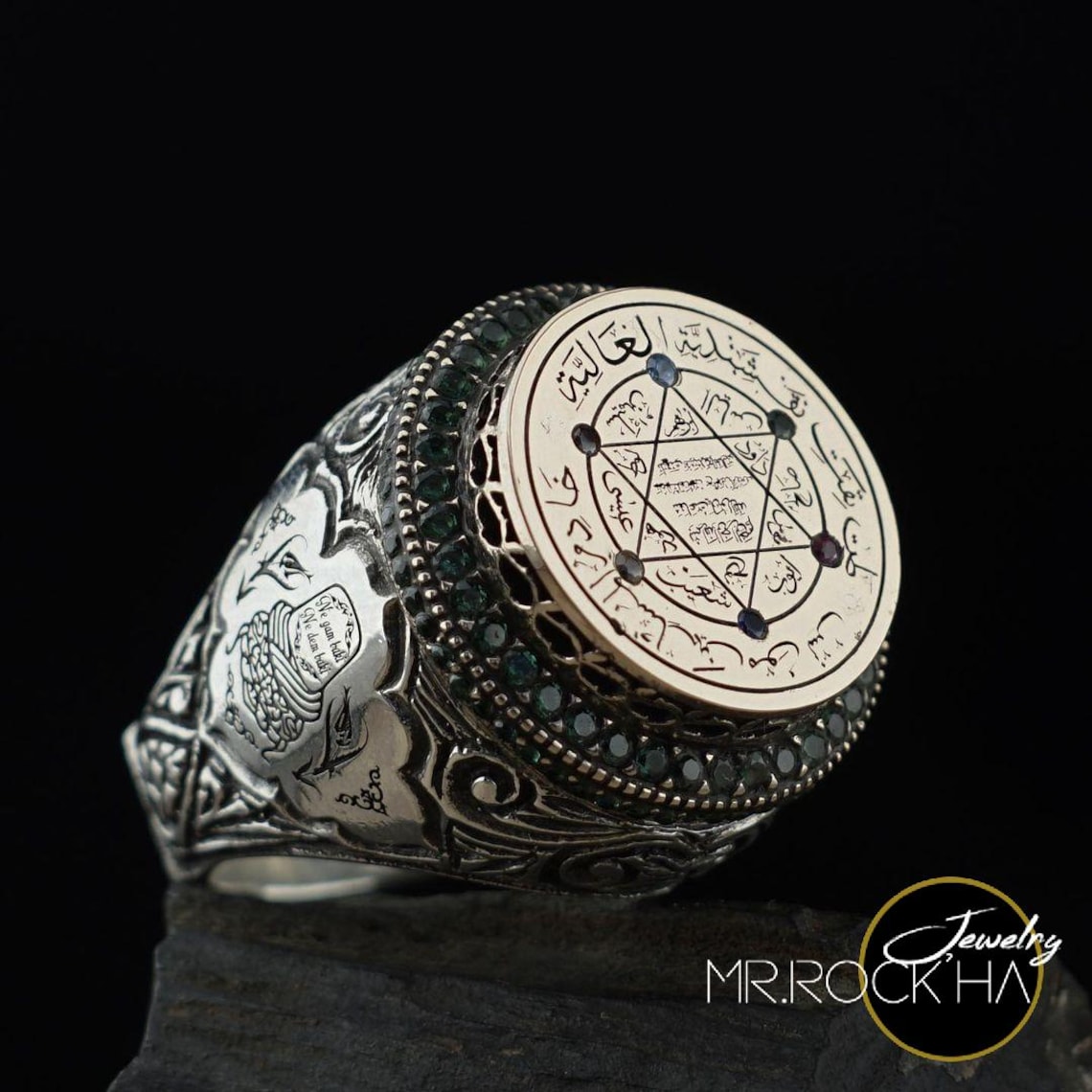 Seal Suleiman/solomon,star of David,green Zircon Stone,handmade ...