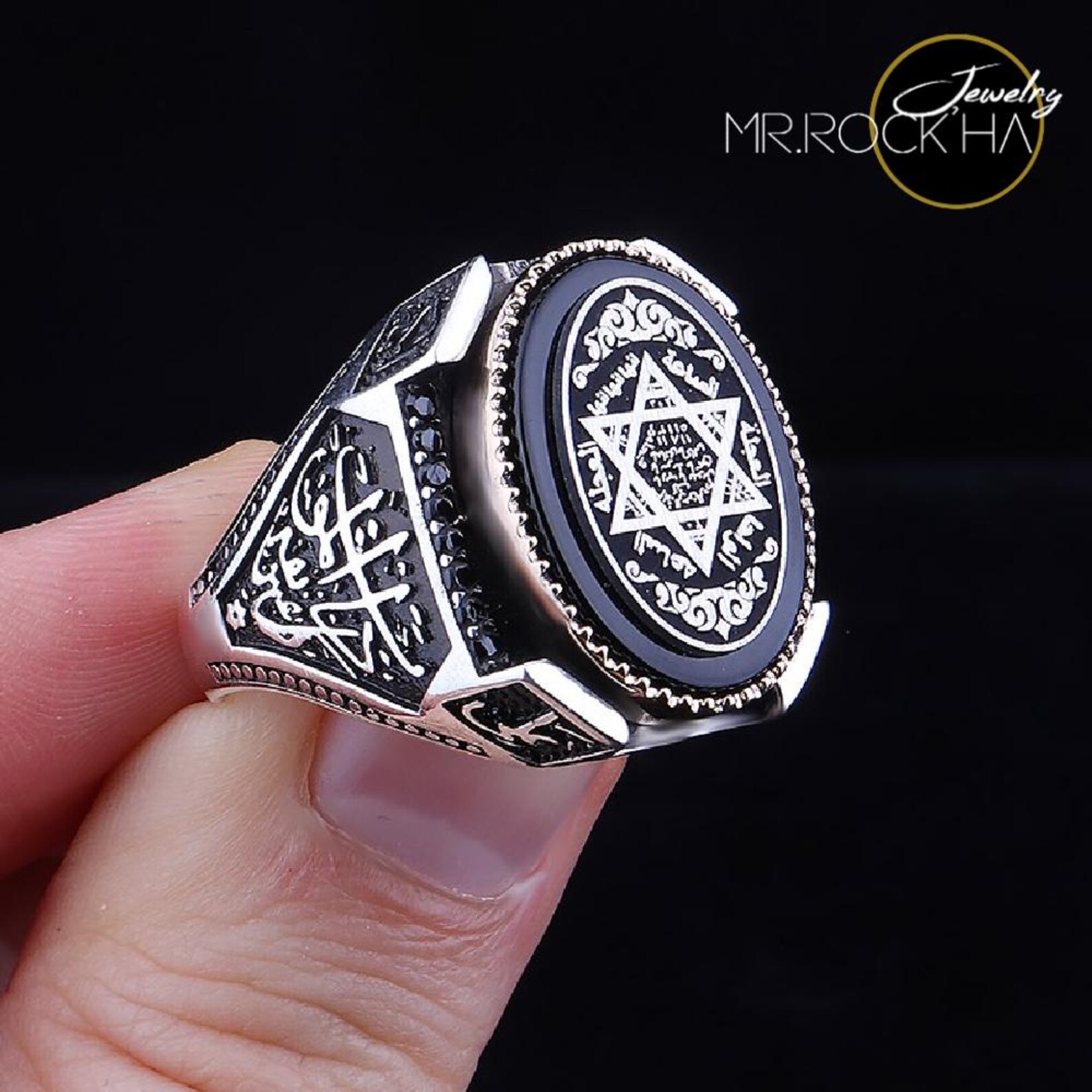 Seal King Solomon,star of David,oval Amber Stone,arabic Written on Side ...