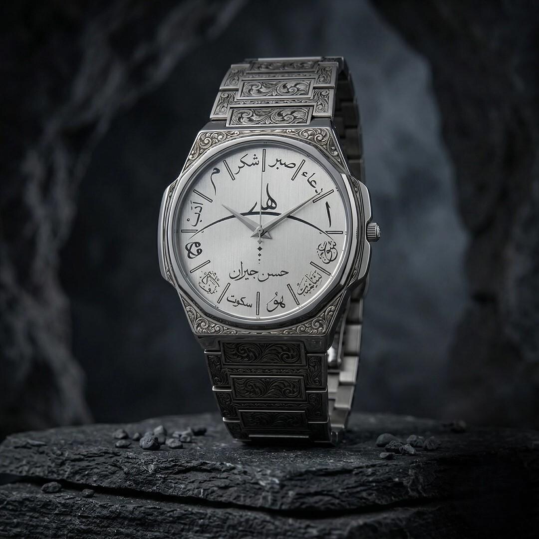 Custom "hiç" Calligraphy Watch, Engraved Stainless Steel Wristwatch ...