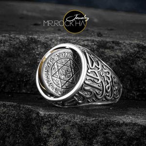 Seal of King Solomon,star of David,engraved,silver Color,arabic Letter ...