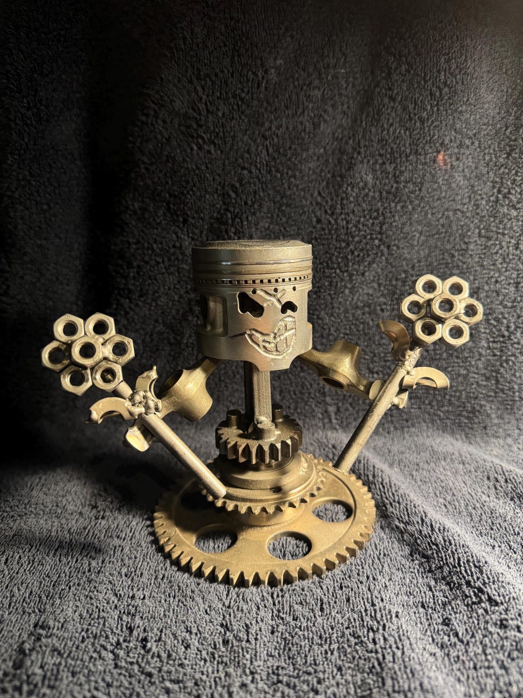Metal Art Piston Guy Holding Flowers - Etsy
