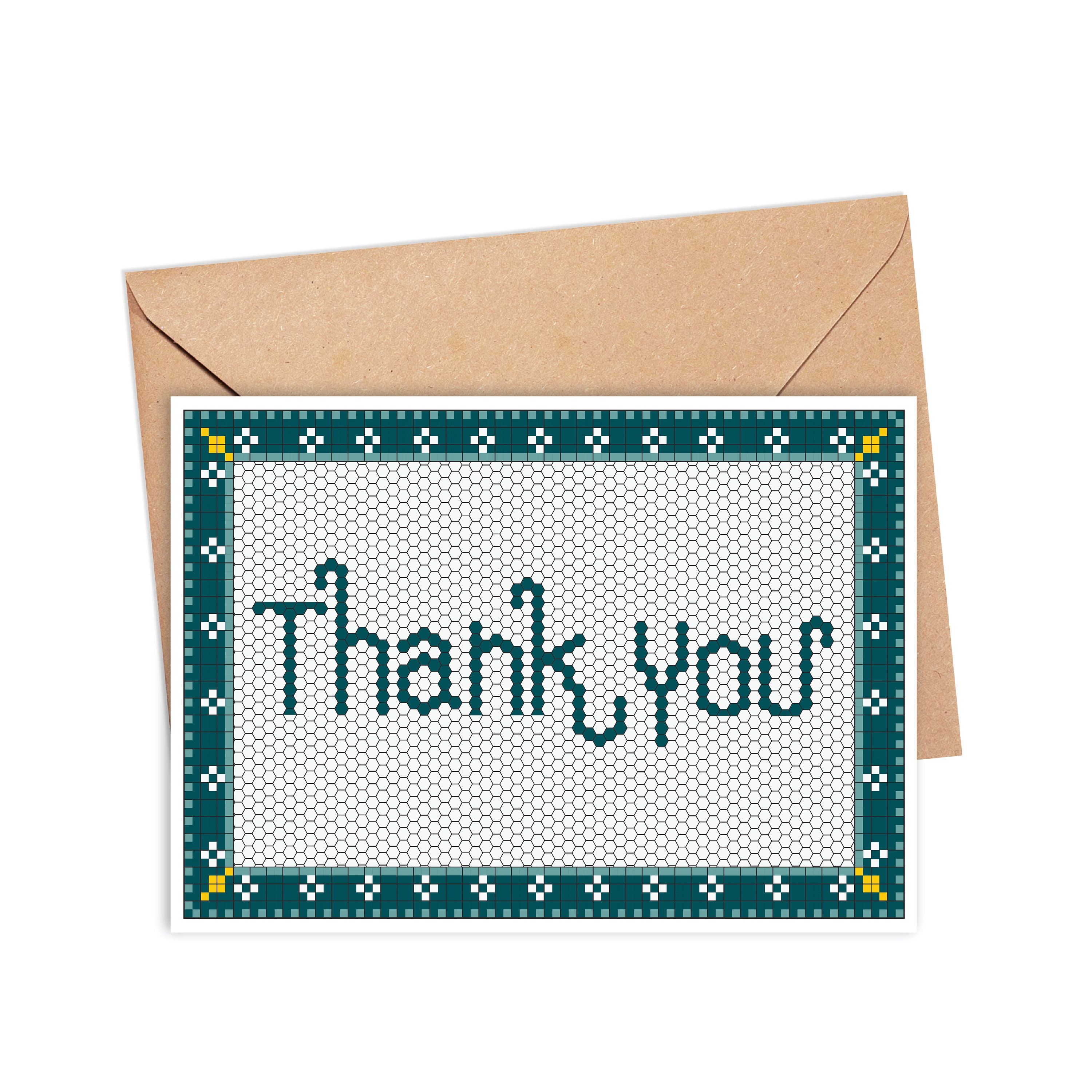 Tile Thank You Card Thank You Card for Friend Mosaic Tile Cute Thank ...