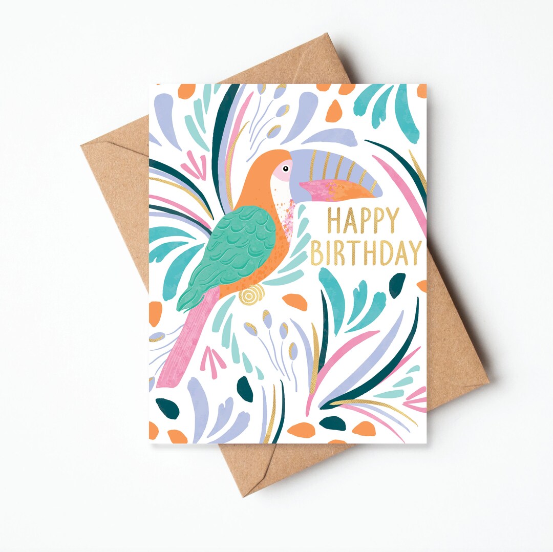 Parrot Card | Birthday Celebration | Greeting Card| Bird of Paradise ...