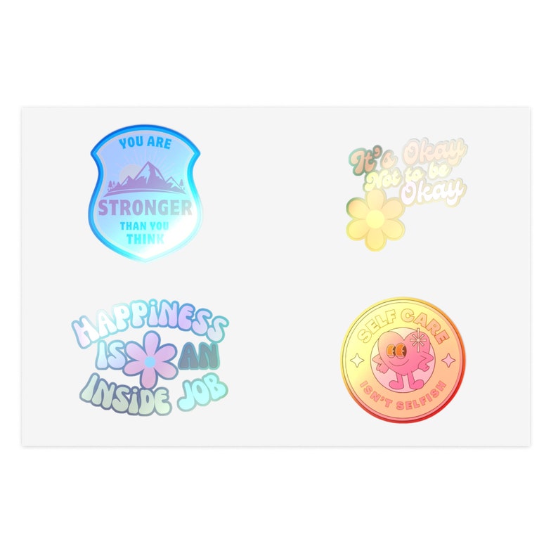 Retro Positive Mental Health Sticker Sheet, Durable, Vinyl Stickers ...