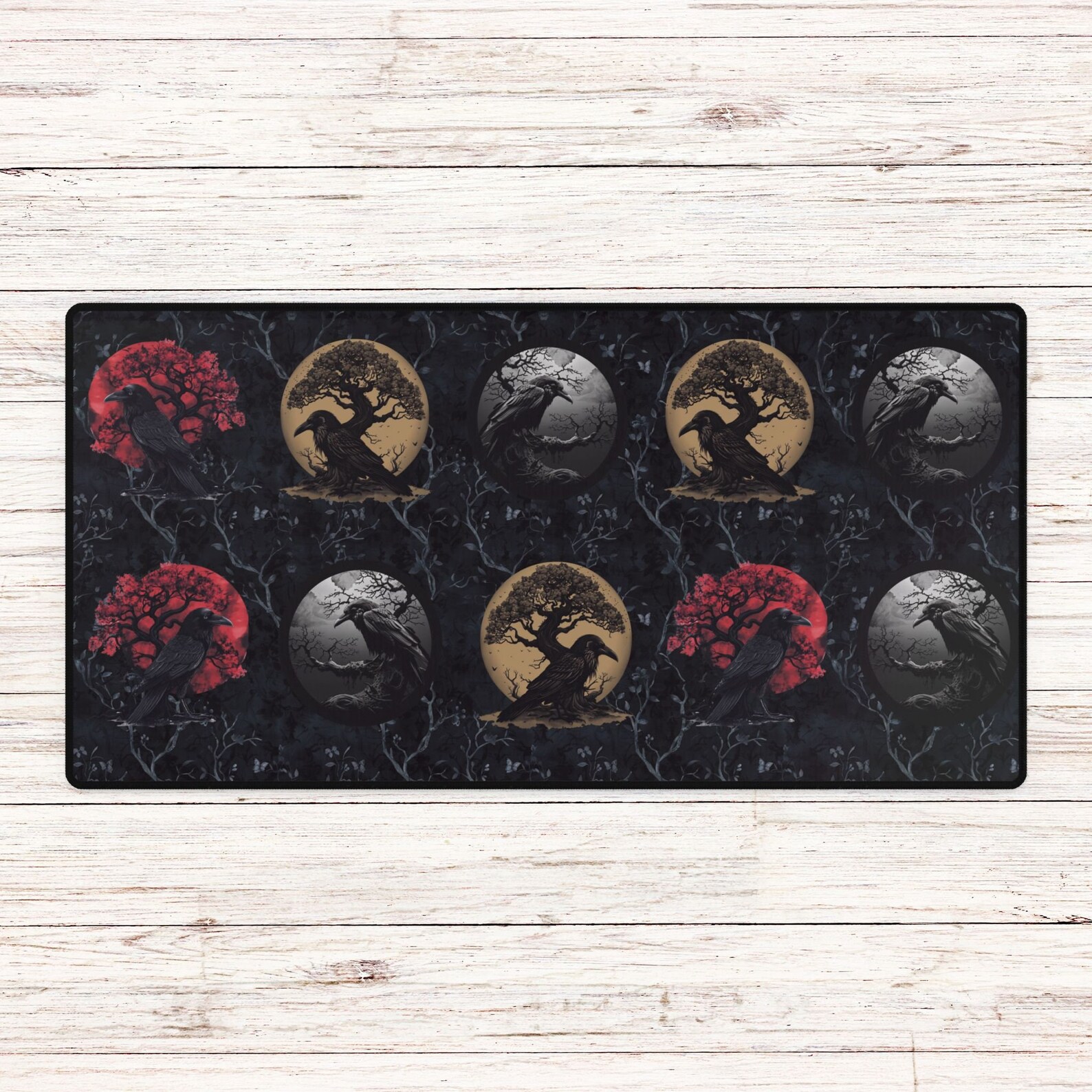 Cottagecore Raven Desk Mat, Darkcoreaesthetic Goth Witchycore Mouse Pad ...